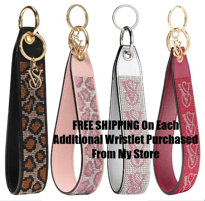 Victoria's Secret VS Bling Rhinestone Wristlet Strap Keychain Pink ...