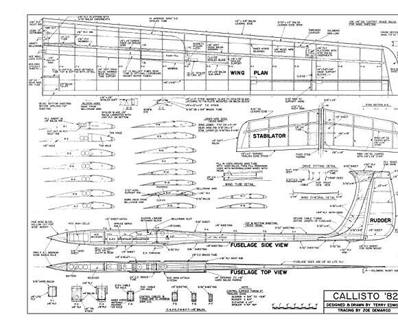 Callisto Sailplane 100" Wingspan RC Model Airplane Printed Plans ...
