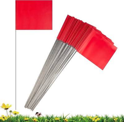 Marking Flag Marker Flag for Lawn 50 Pack, IKAYAS 4 * 5 * 15 Inch Red ...