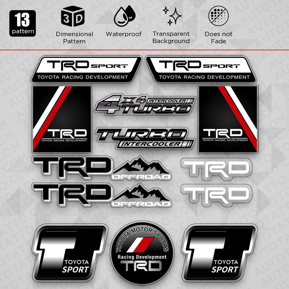 TRD Racing Sport 4x4 Offroad Turbo Car 3D Logo Sticker Vinyl Decal ...