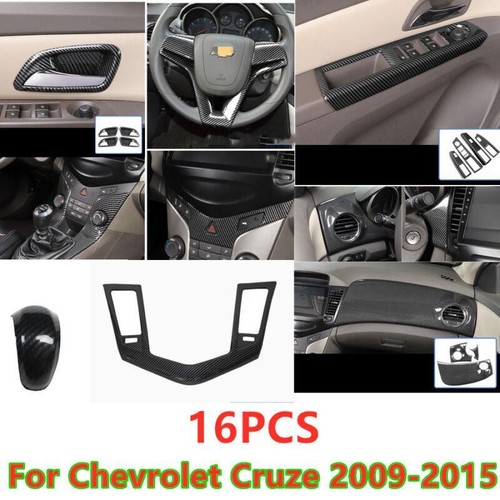 16PCS Carbon Fiber Interior Frame Trim Cover Decor For Chevrolet Cruze ...