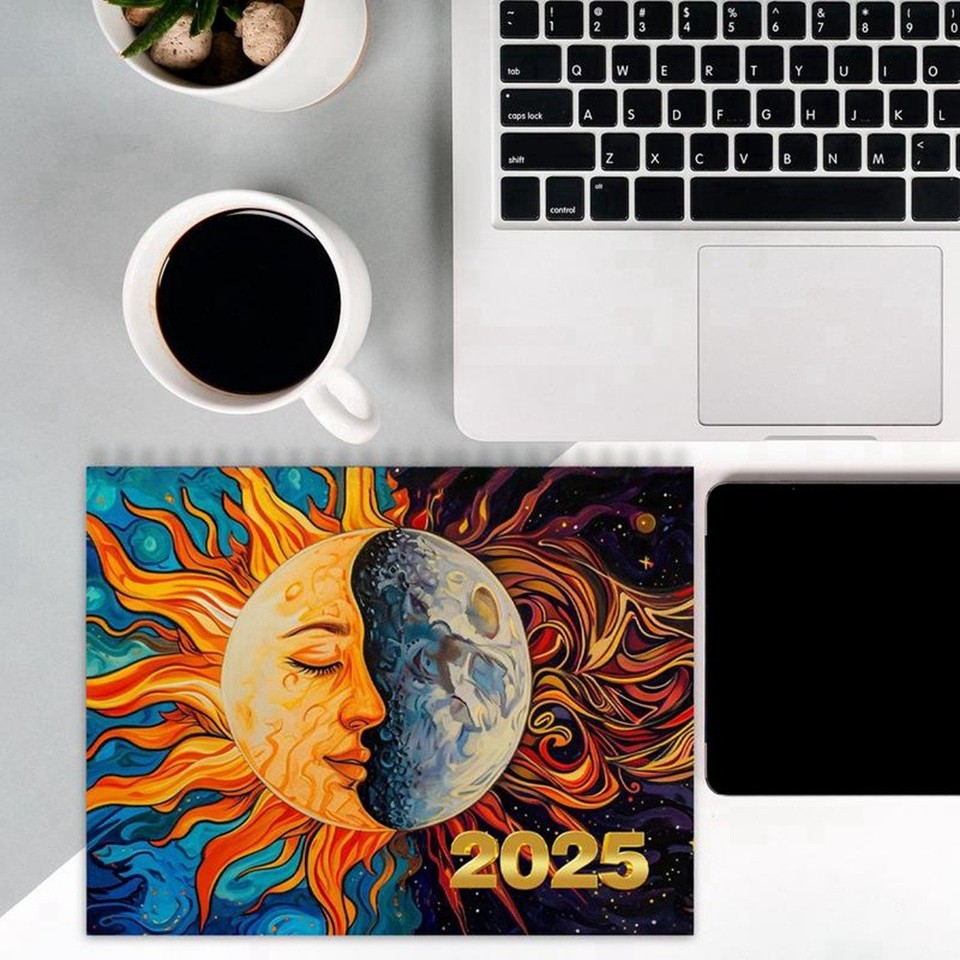 2-Teiliger Sonnen- und Mondkalender für 2025, Planungskalender ...