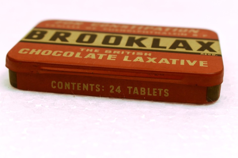 Vintage Brooklax Advertising Tin Box The British Chocolate Laxative ...