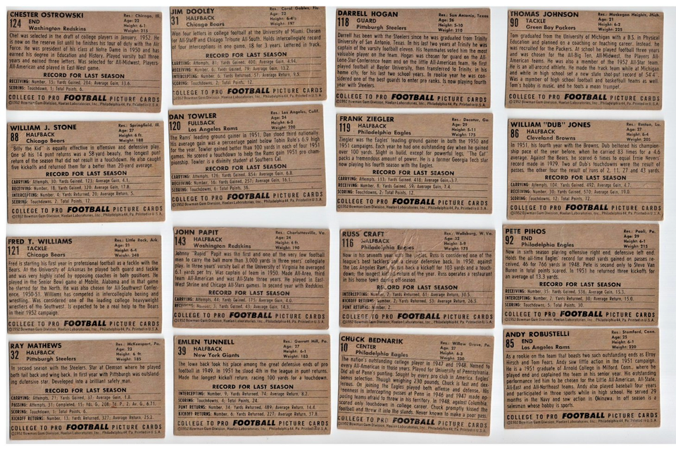 1951 / 1952 BOWMAN SMALL & LARGE FOOTBALL CARD LOT - ALL TRIMMED STARS ...