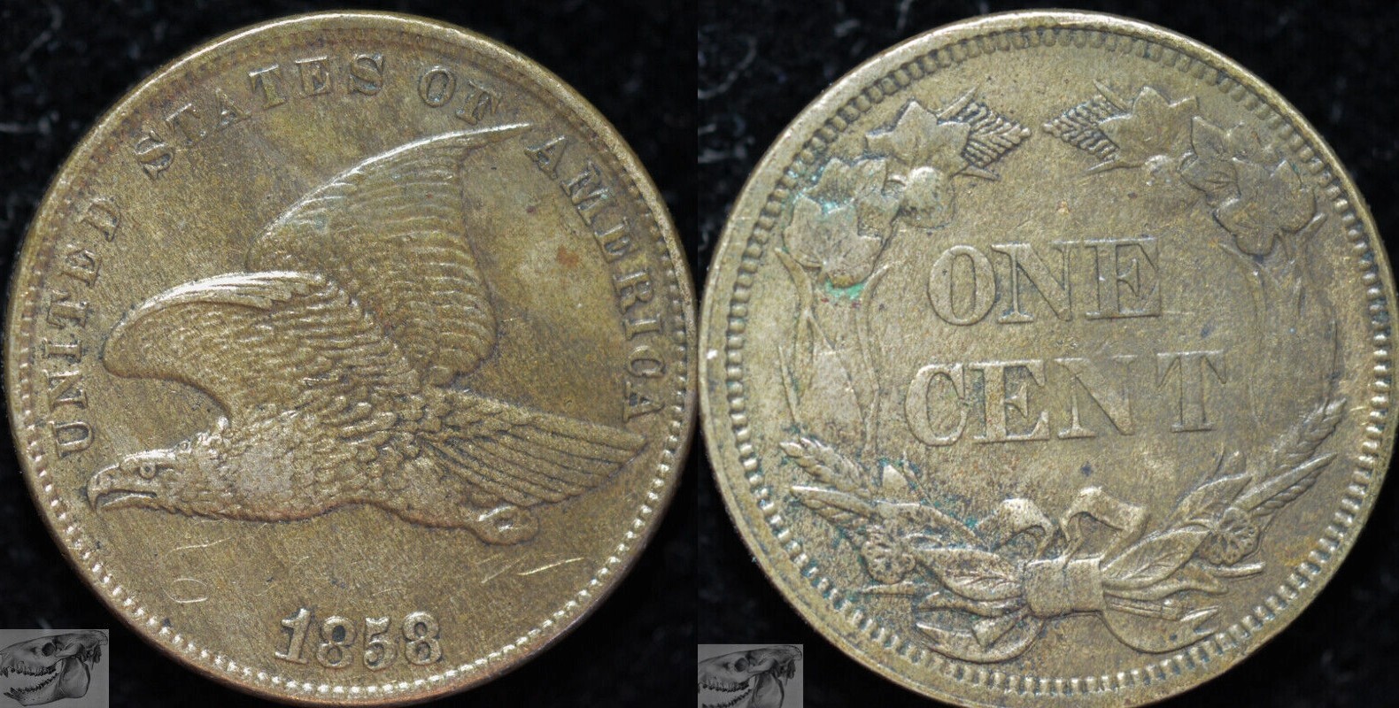 1858 Flying Eagle Cent, Small Letters, Almost Uncirculated Details ...