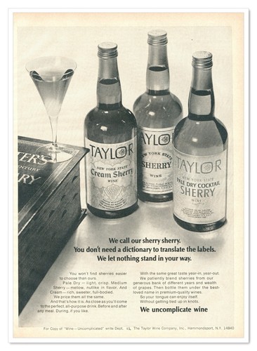 Taylor Sherry We Uncomplicate Wine Vintage 1968 Full-Page Magazine Ad ...
