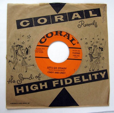 CINDY and LINDY 45 Let's Go Steady / There Are Such Things CORAL teen ...