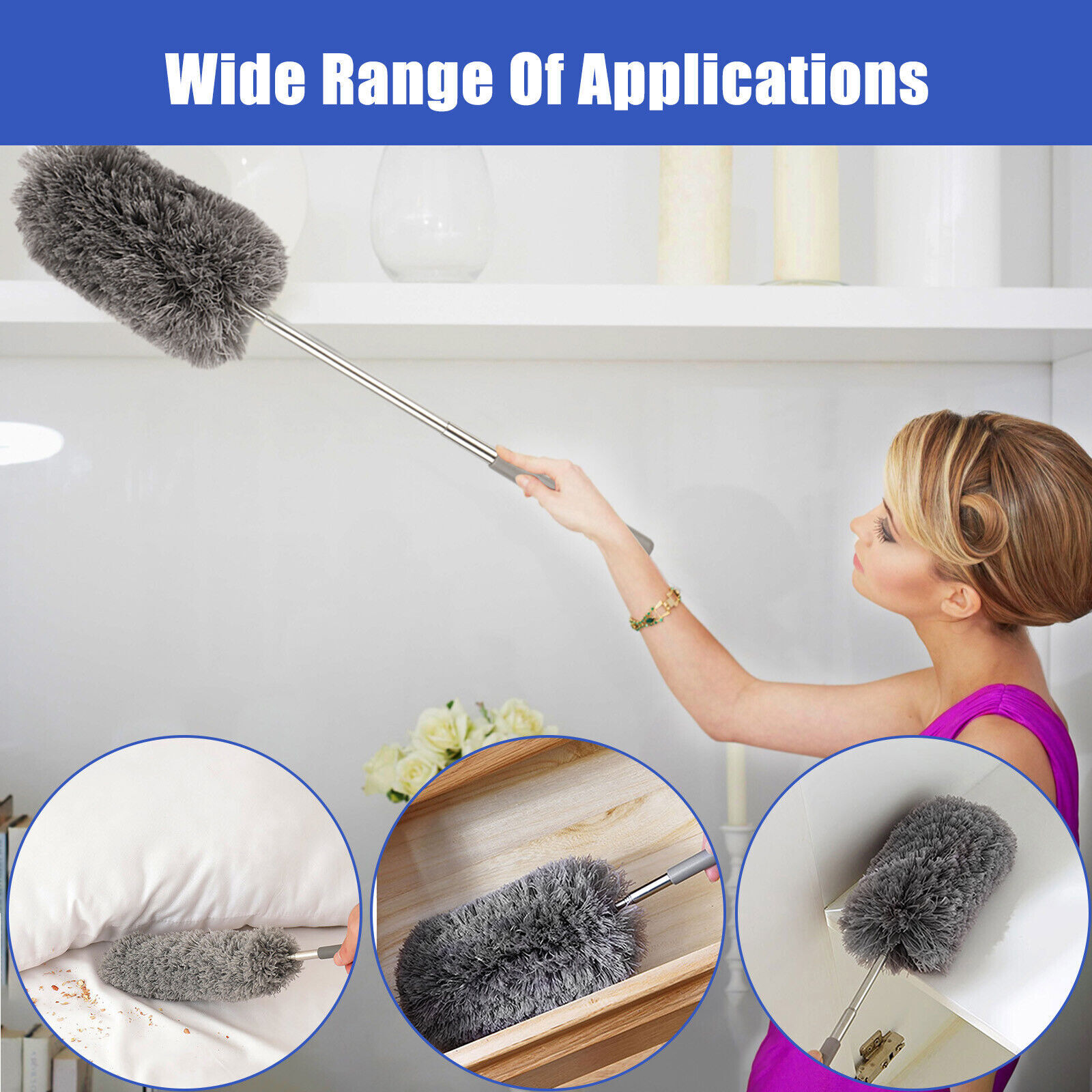 Dense Dusting Duster Soft Feather Brush Household Extendable Cleaning ...