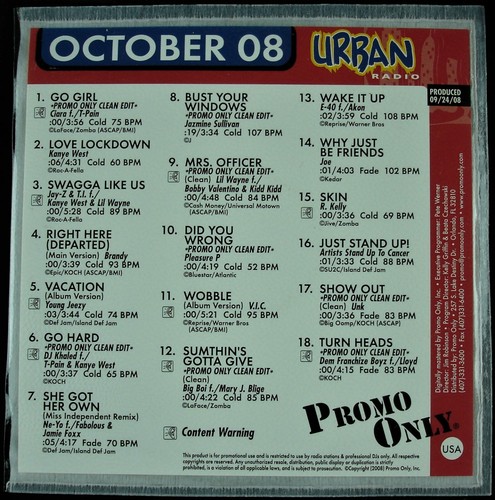 PROMO ONLY "URBAN RADIO OCTOBER 2008" DJ PROMO CD COMPILATION NE-YO, E ...