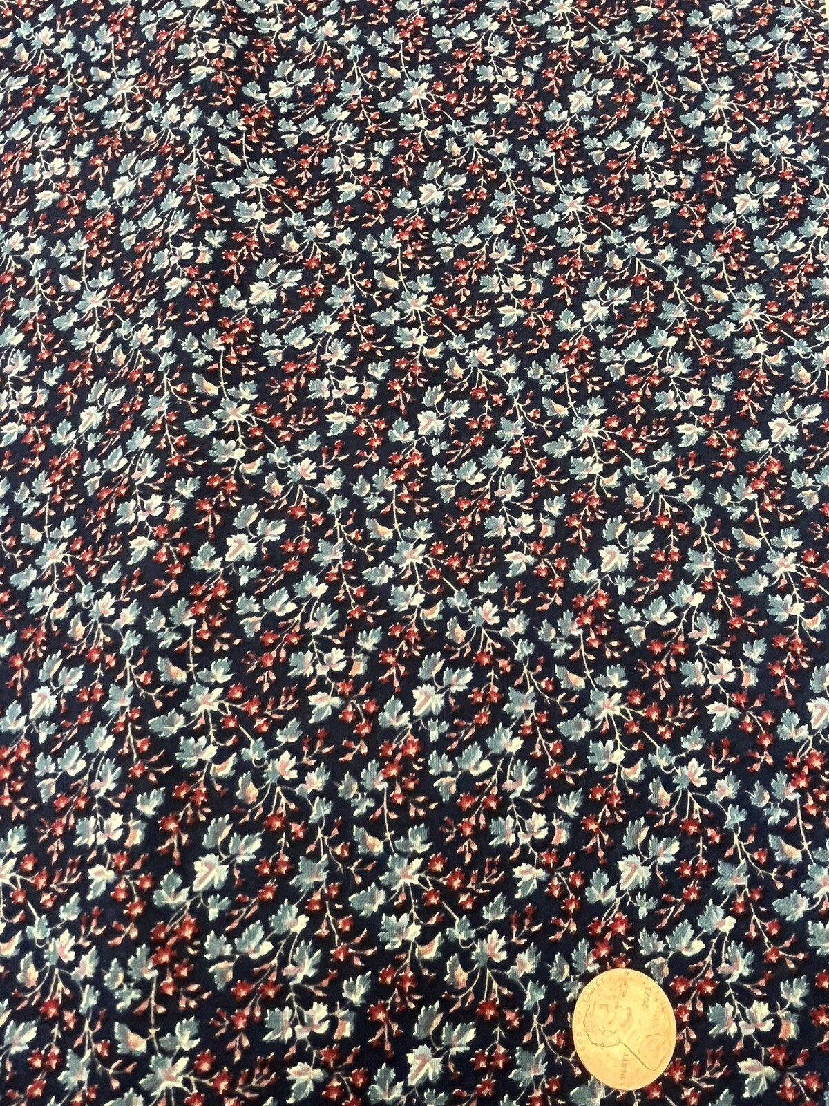 3 Yds Cranston VIP Blue Leaf Fabric Small Scale | eBay