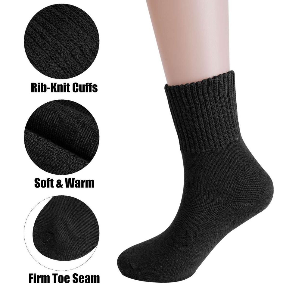 Womens Soft Winter Wool Thick Knit Thermal Warm Crew Cozy Boot Socks US ...