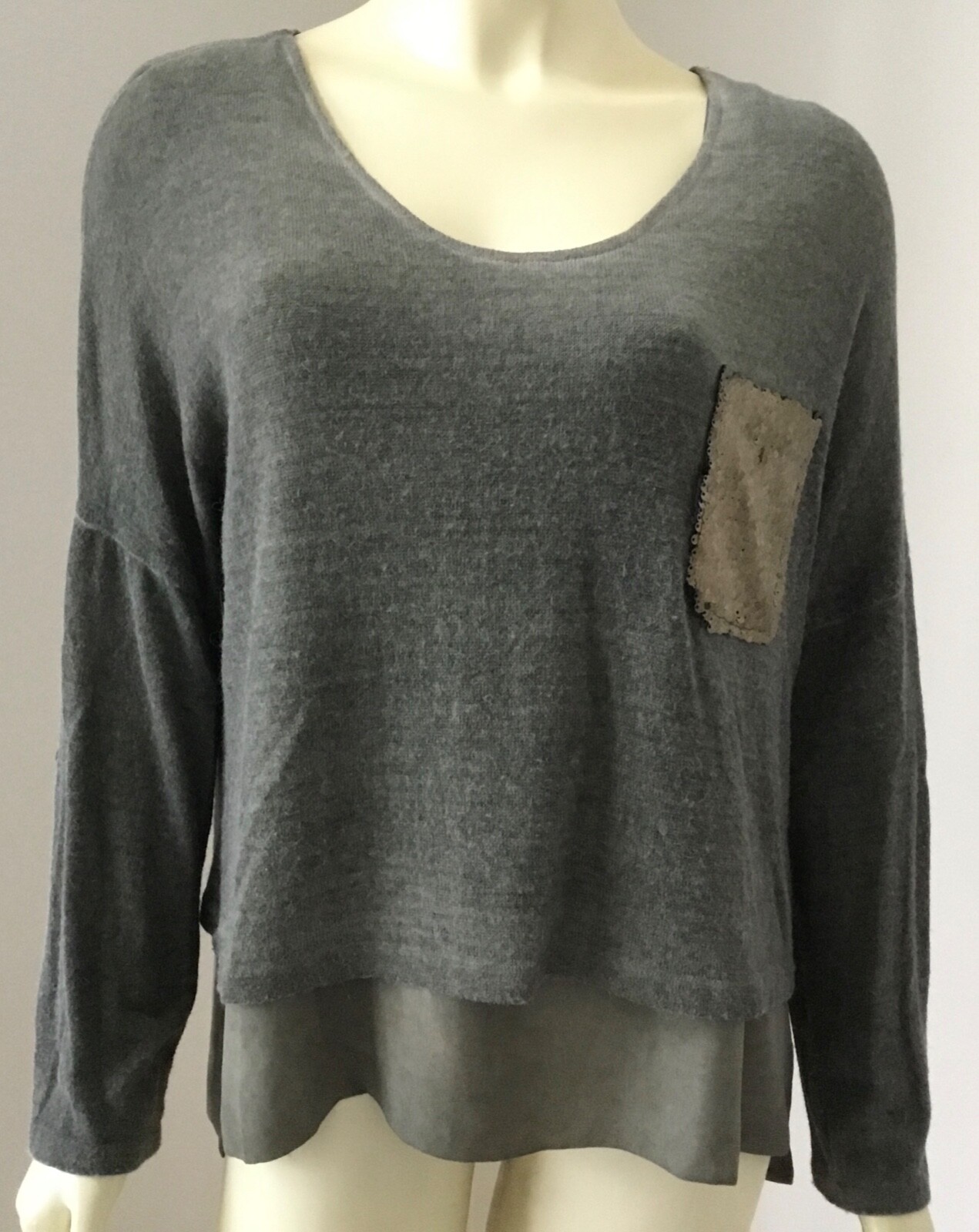 Womens Belle France Sequin Pocket Overlay Lagenlook B… - Gem