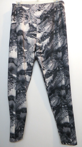 Zone Pro Leggings Womens Large Black Gray White Marbled High Rise ...