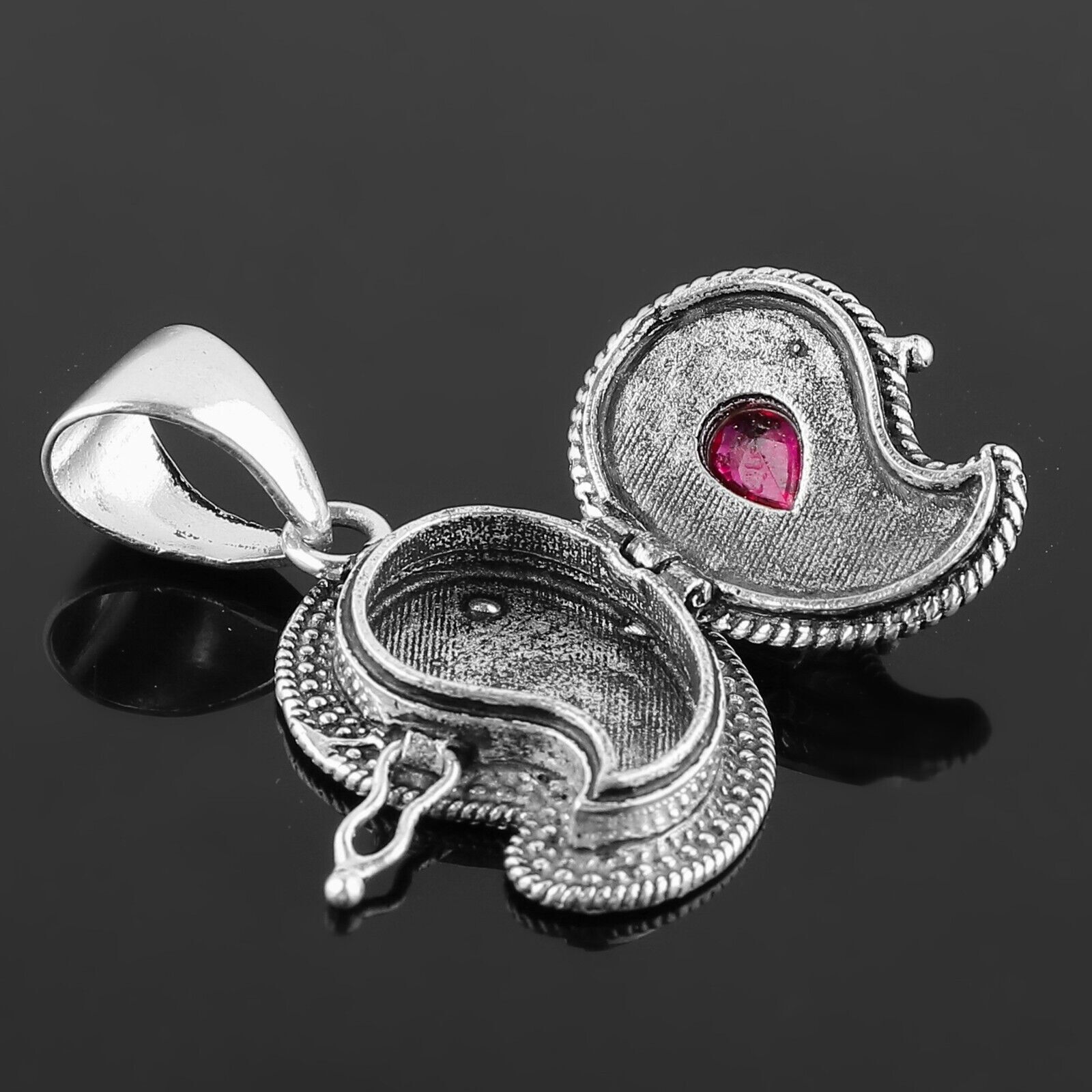 Pink Rubellite Gemstone Handmade Poison Box Pendant,925 Sterling Silver ...