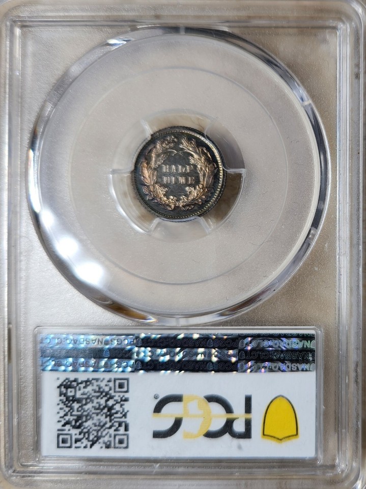 1863 H10c PCGS PR-65 CAC; COLOR×2. Mintage 460!! Seated Proof Half Dime ...