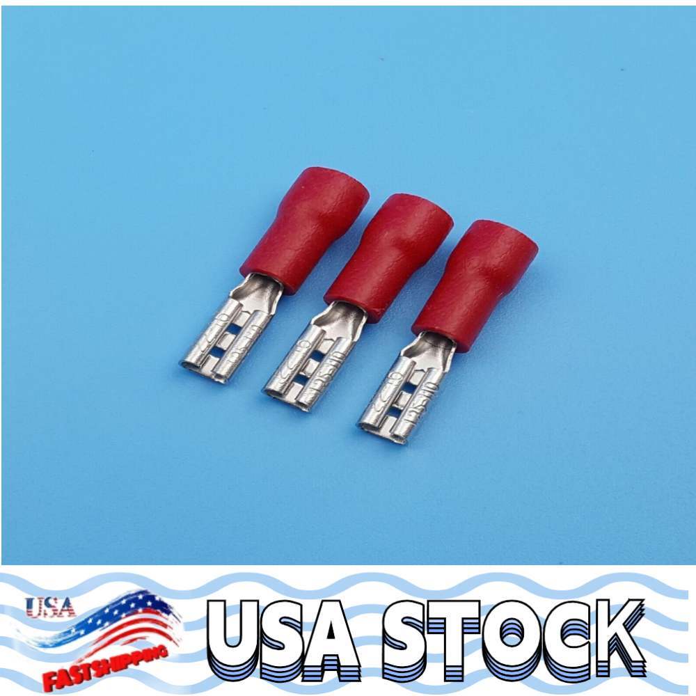 2.8mm Red Female Spade Quick Disconnect 22-16 AWG Wire Crimp Terminals ...