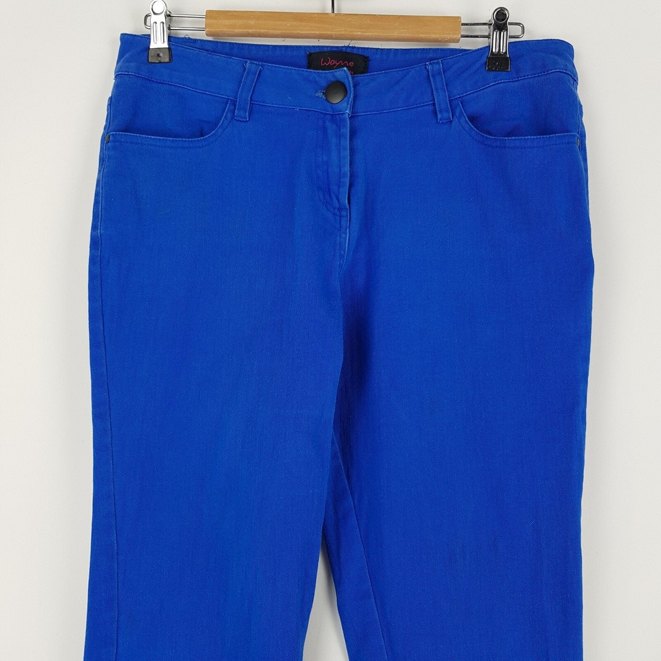Wayne Cooper Women Size 12 Blue Straight Leg Tapered Hem Zip Feature ...