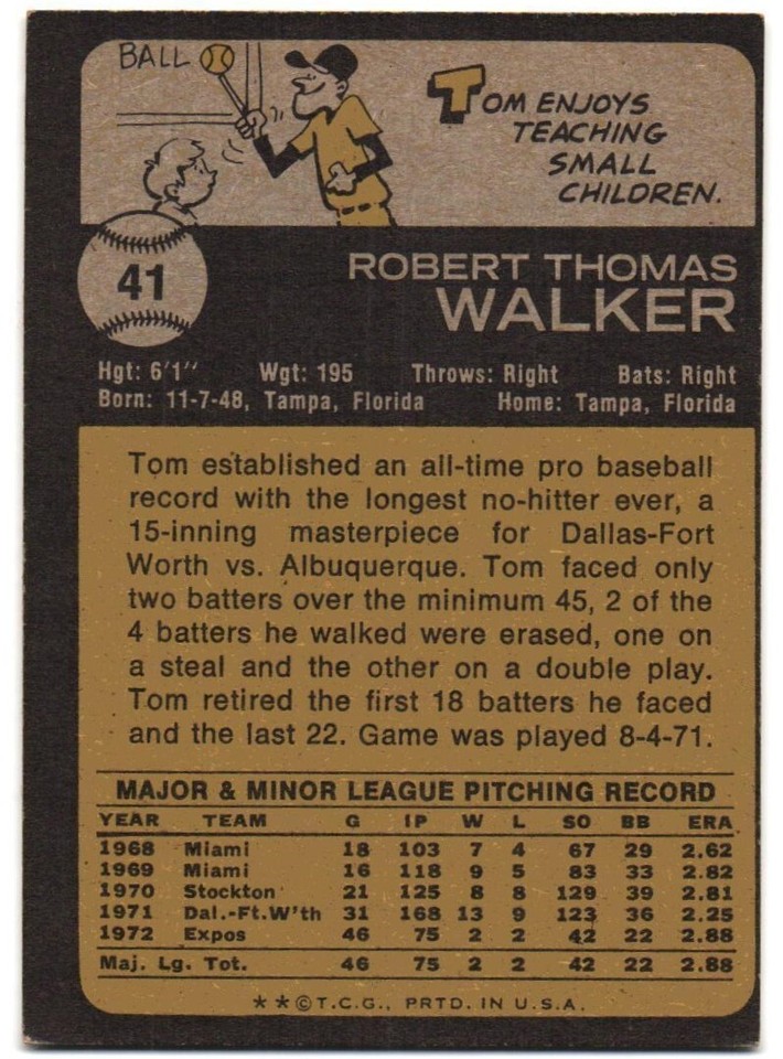 1973 Topps Baseball #41 Tom Walker Montreal Expos - Ex | eBay