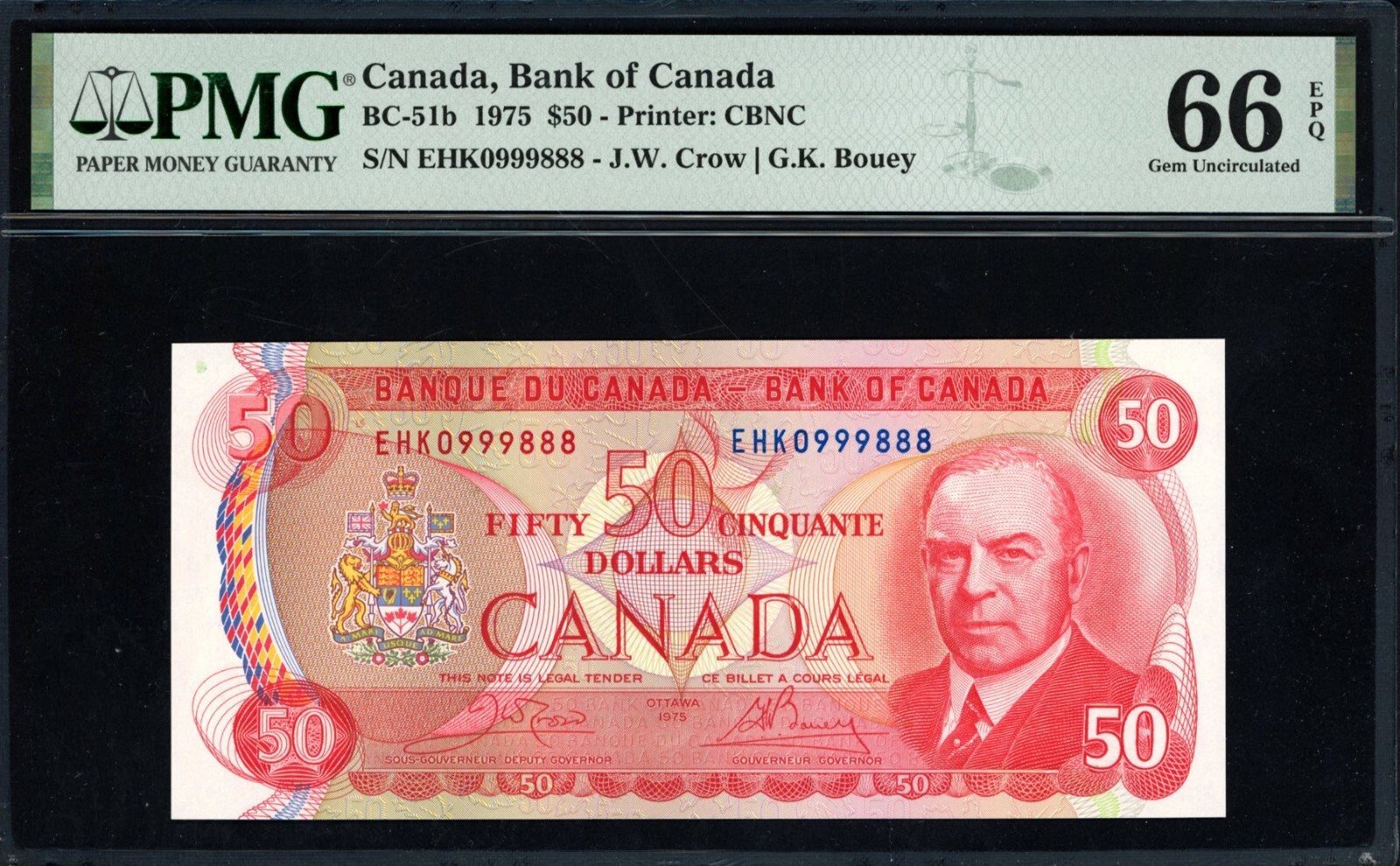 1975 Canada Bank of Canada $50 Dollars Banknote BC-51b PMG 66 EPQ Gem ...