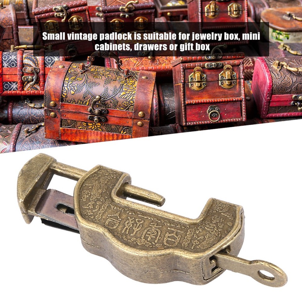 Chinese Vintage Padlock Antique Retro Lock Key For Jewelry Box Drawer ...