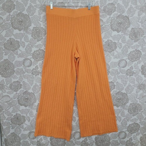 NWOT Orange Ribbed Knit Wide Leg Pants NY&C Womens Size L | eBay