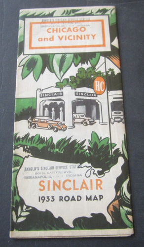 Old Vintage 1933 - CHICAGO - ROAD MAP - Sinclair Gasoline - World's ...