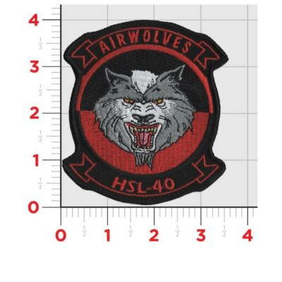4" NAVY HSL-40 AIRWOLVES HELICOPTER SQUADRON MILITARY EMBROIDERED PATCH ...