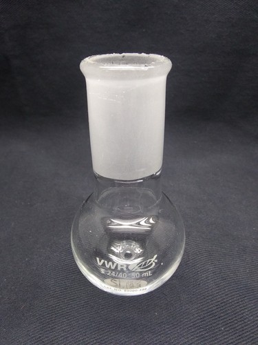 VWR Glass 24/40 Joint 50mL Round Bottom Boiling Flask 89000-338 Chips ...