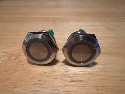 2 Pcs Rugged Metal Pushbutton - 22mm 6V RGB Momentary Silver. New open ...