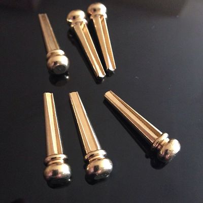 6x Gold Brass Bridge Pins for Electro/Acoustic Guitar Parts Strings ...