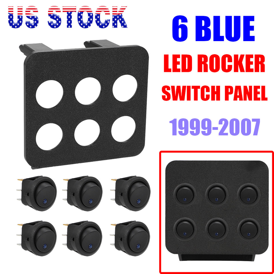 For Chevrolet Silverado & GMC Sierra Switch Panel 6 Blue LED Switches ...