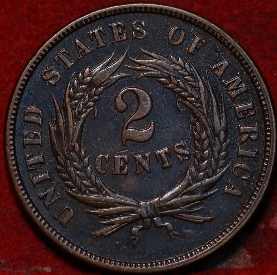1865 Philadelphia Mint Copper Two Cent Coin | eBay