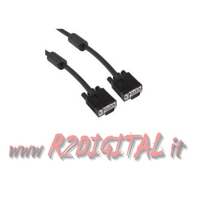 CAVO MONITOR SVGA VGA MASCHIO 15 POLI M/M 3 METRI PROLUNGA PROIETTORE ...