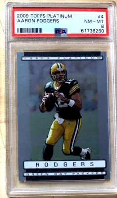 2009 Topps Platinum Football #4 Aaron Rodgers PSA 8 Pop 2 five higher ...