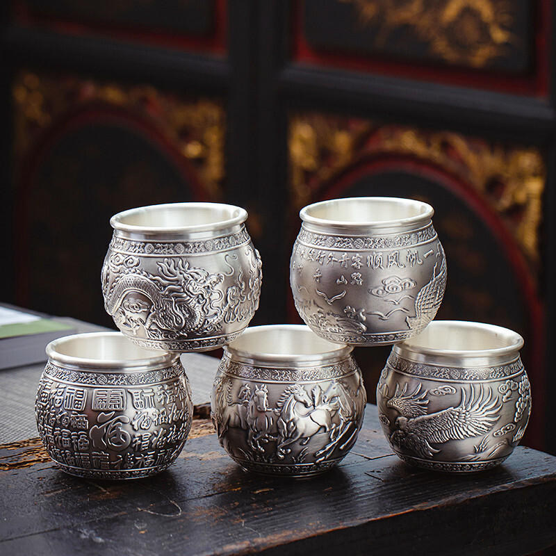 Pure Silver Tea Cup Health Care Handmade Cup Marked 999 Sterling Silver ...