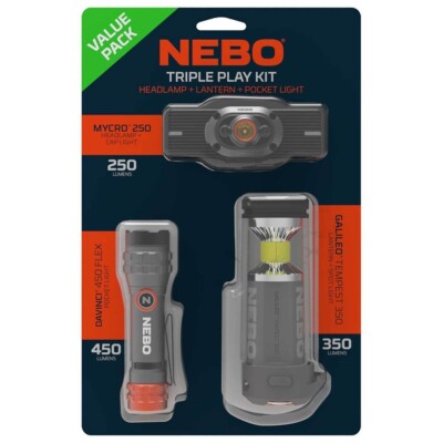 Nebo Triple Play Kit Headlamp Pocket Light Lantern Spotlight NEB-BND ...