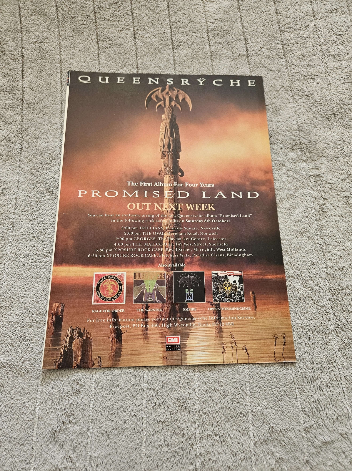 FPOT154 MAGAZINE ADVERT 12X8.5" QUEENSRYCHE : PROMISED LAND | eBay