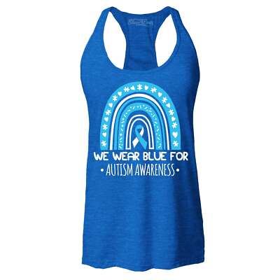 We Wear Blue for Autism Awareness Rainbow Racerback Tank Top Autism ...