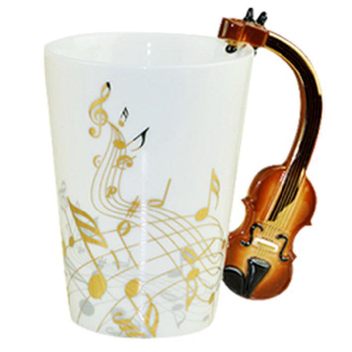 4PCS 8OZ Porcelain Musical Instrument Cup Guitar Violin Style Coffee ...