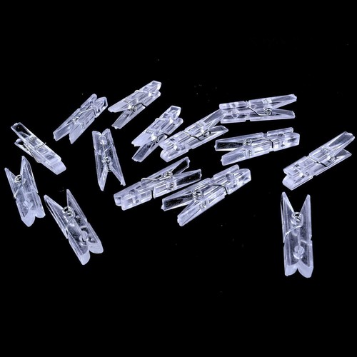 50 PCS Mini Clear Plastic Clothespins Utility Paper Clip for Photos ...