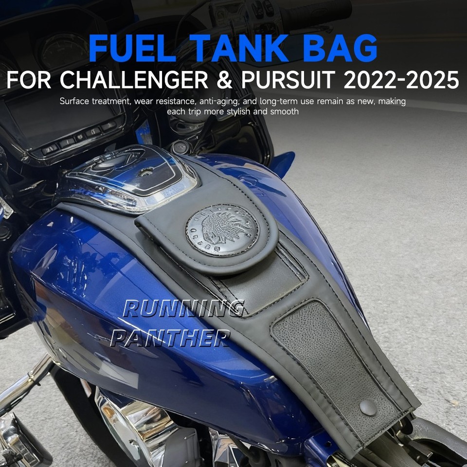 New Black Leather Fuel Gas Tank Bag BIB For Indian Pursuit Challenger ...