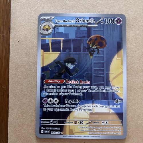 Pokémon TCG Team Rockets Orbeetle Destined Rivals Full Art Card 198/182 ...