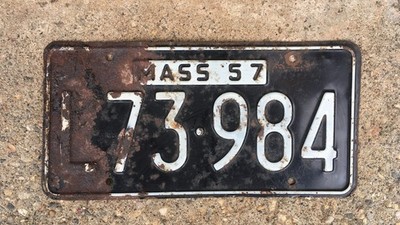 Vintage 1957 Massachusetts black & white License Plates Tag L73-984 | eBay
