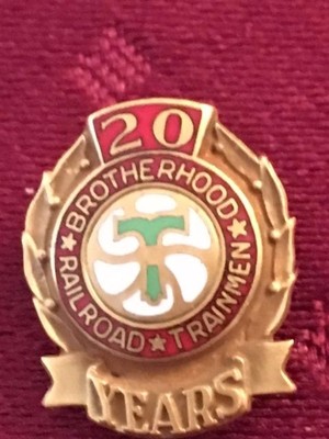 Brotherhood Railroad Trainmen 20 year Gold Filled Pin | eBay
