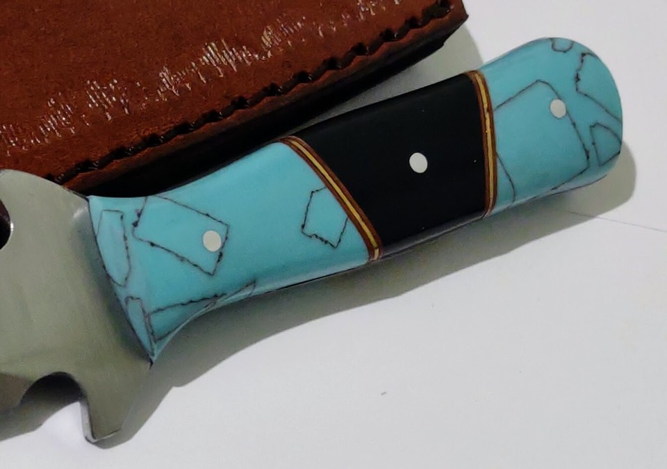 BLUE TURQUOISE BOOT KNIFE DAGGER HUNTING BOWIE KNIFE W/ SHEATH CASE ...