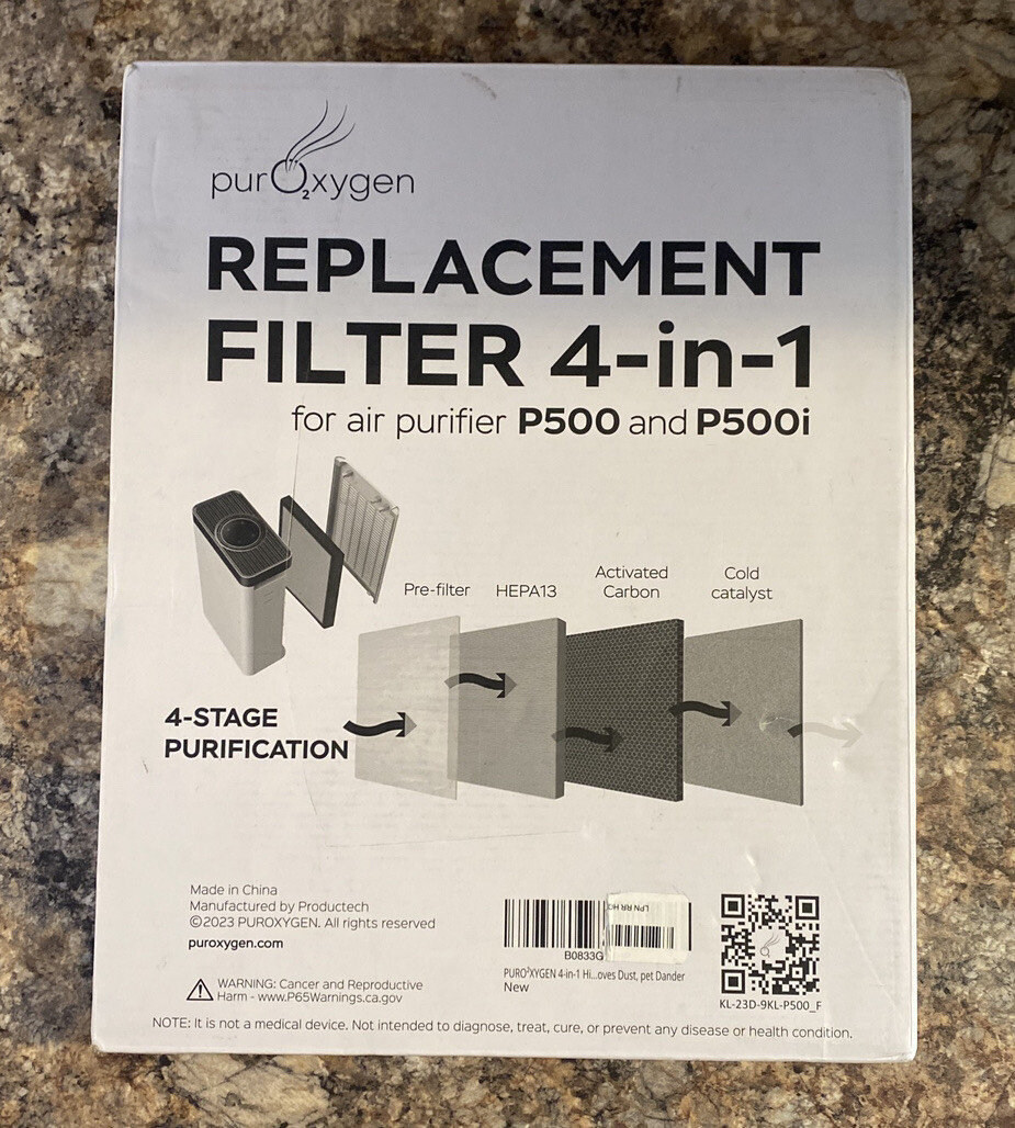 PURO²XYGEN 4 in 1 High-Efficiency Replacement Filter Air Purifier ...