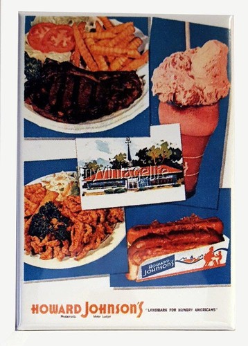 Vintage HOWARD JOHNSON'S RESTAURANT MENU COVER 2" x 3" Fridge MAGNET ...