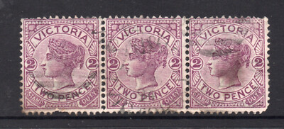 1895 Victoria Two Pence 2d stamp strip. Violet Wmk Crown. P12½ SG314d ...