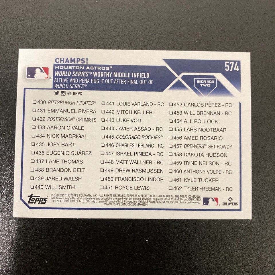 2023 Topps Series 2 Base #574 Champs! World Series Worthy Middle ...
