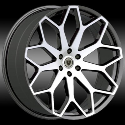 26" Borghini Baroque 6x139.7 BLACK AND MACHINED Rims Only | Silver ...